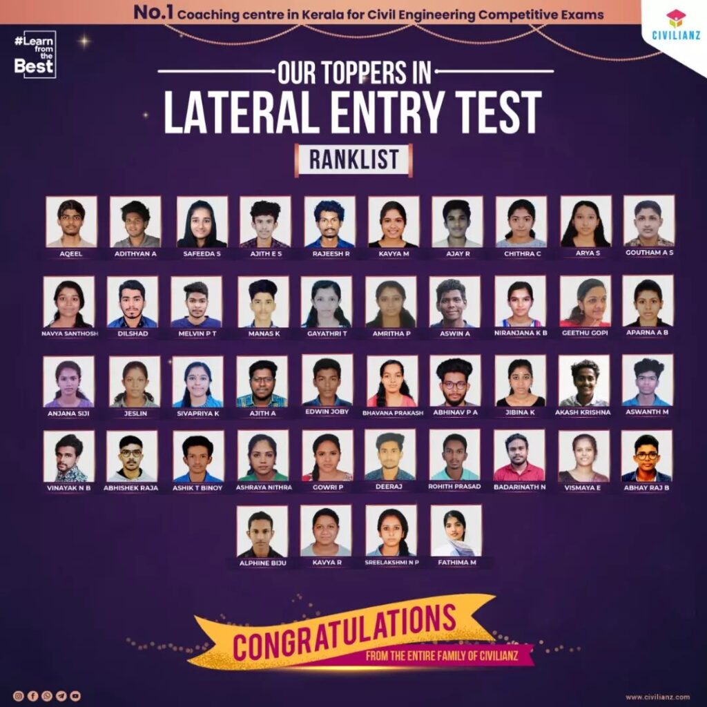 LATERAL ENTRY TEST BRANCH-WISE RANK LIST 2022