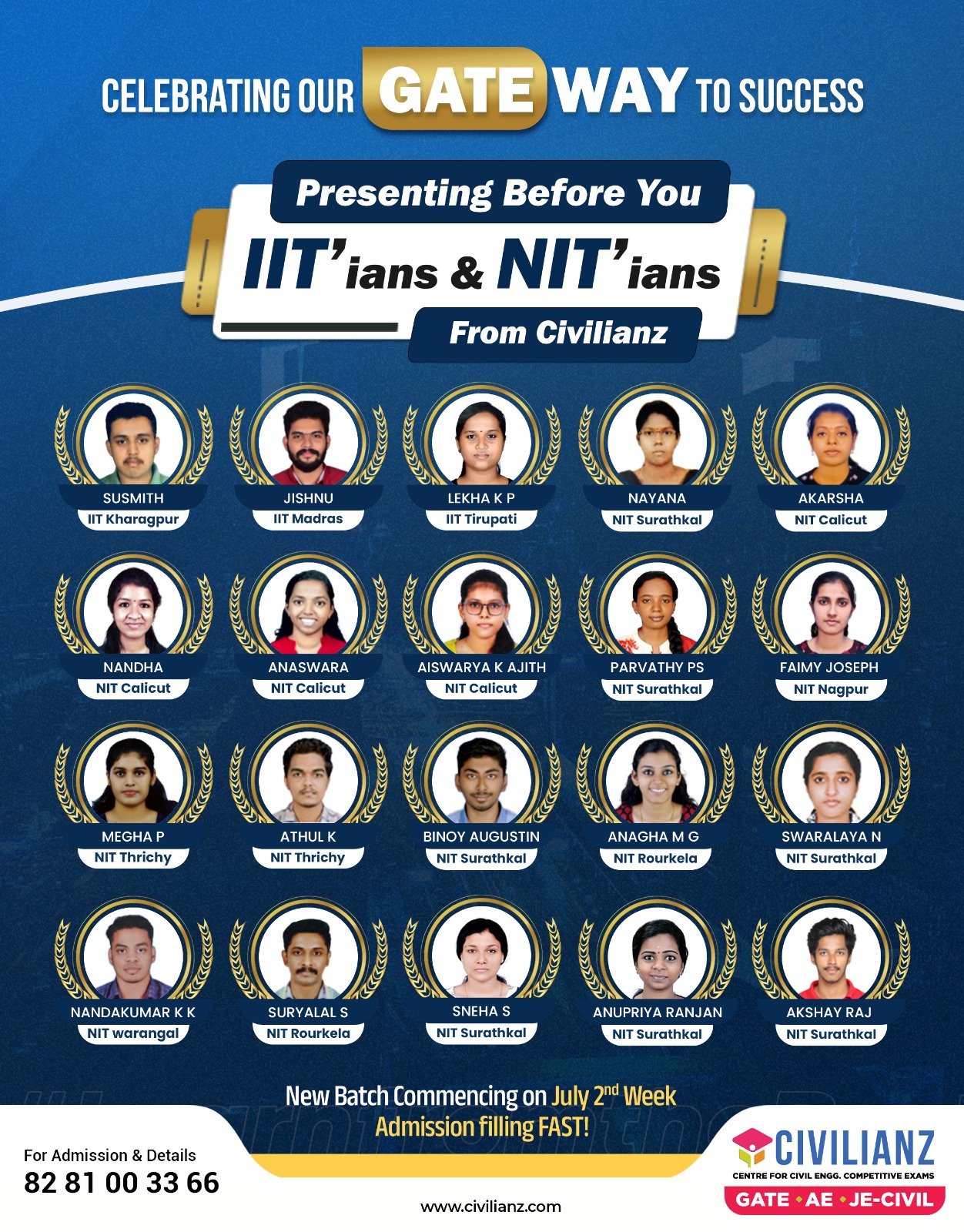 Toppers in GATE Exams from Civilianz